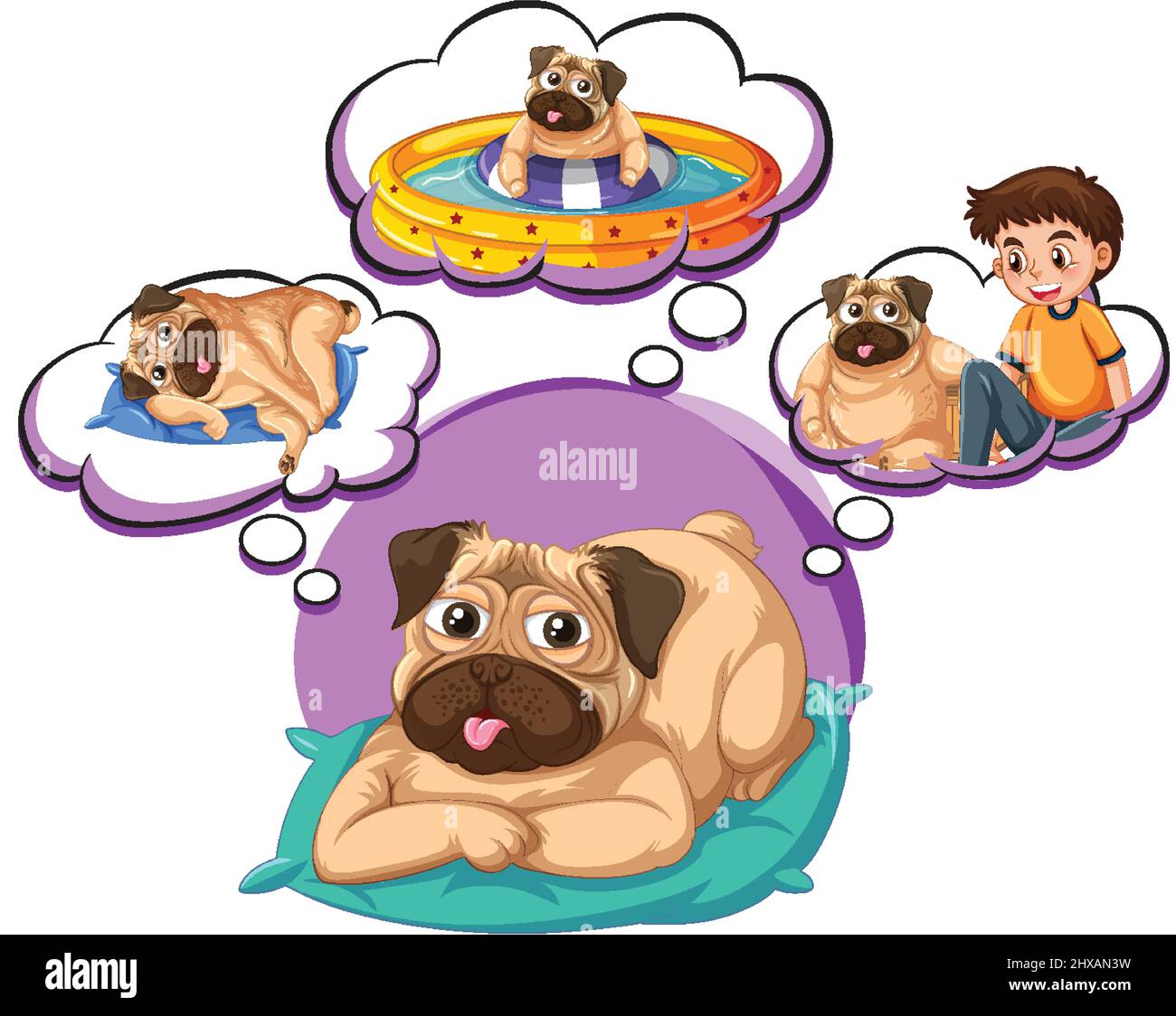 A dog thinking with many callouts illustration Stock Vector Image & Art ...