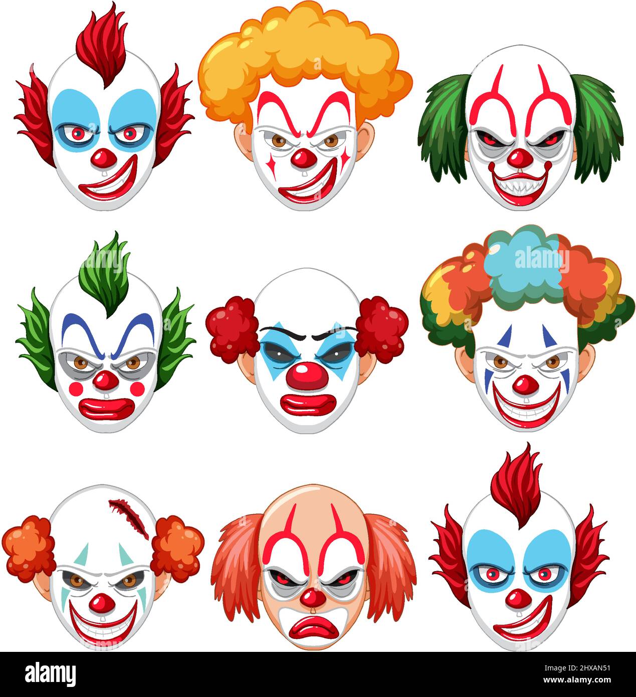 Set of clown facial expression illustration Stock Vector Image & Art ...