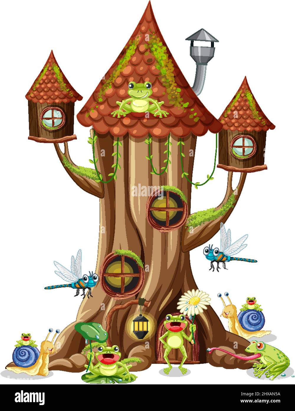Cartoon small house happy smiling Cut Out Stock Images & Pictures - Alamy