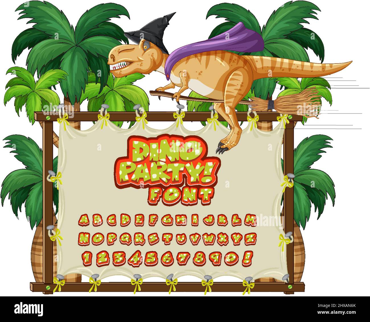 Font design for english alphabets in dinosaur character on canvas board ...
