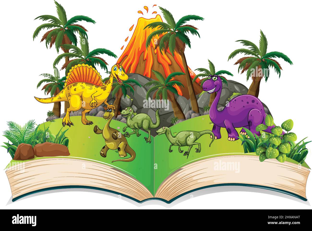 Book of dinosaur in the forest illustration Stock Vector Image & Art ...