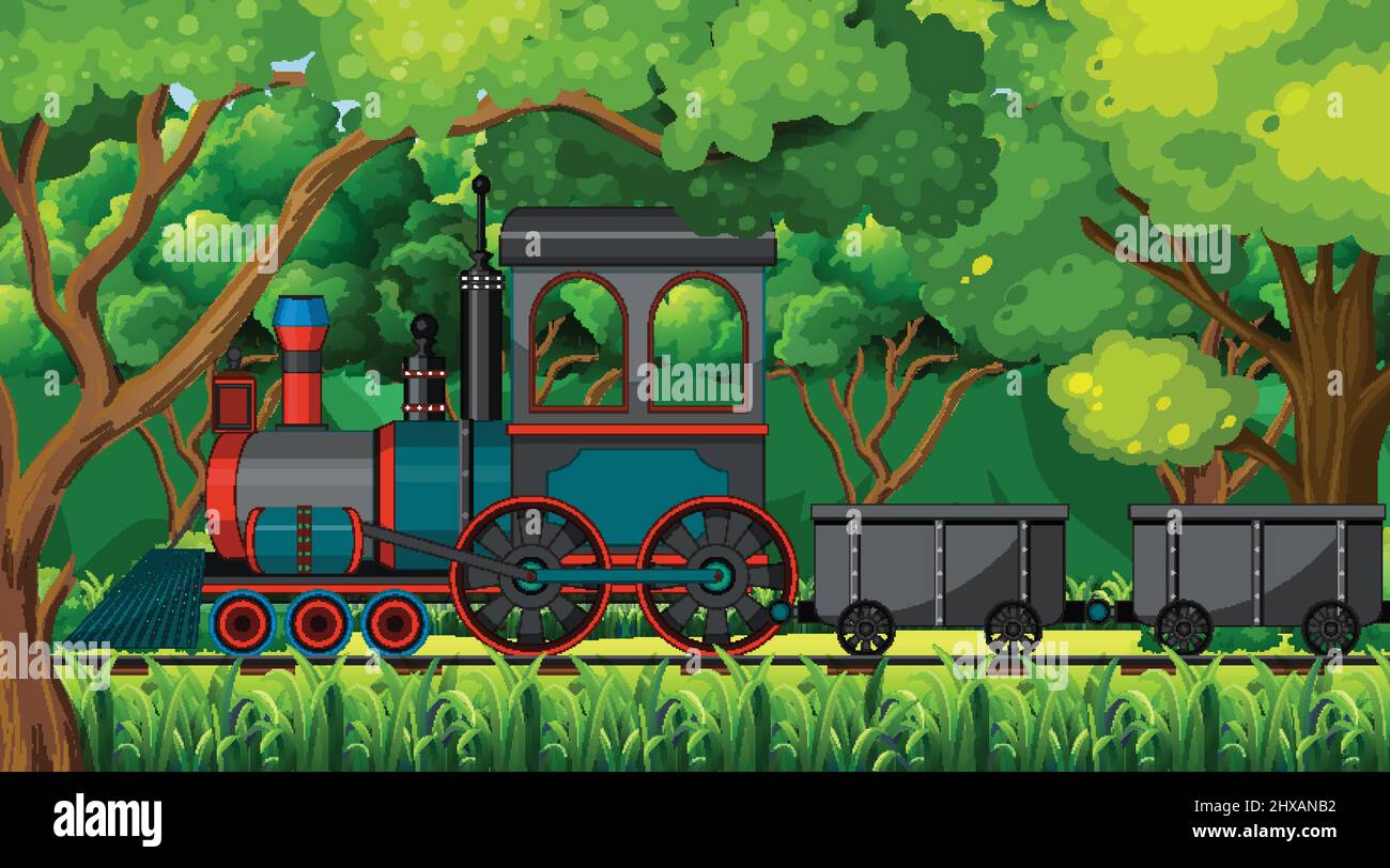 Train with natural scene illustration Stock Vector Image & Art - Alamy