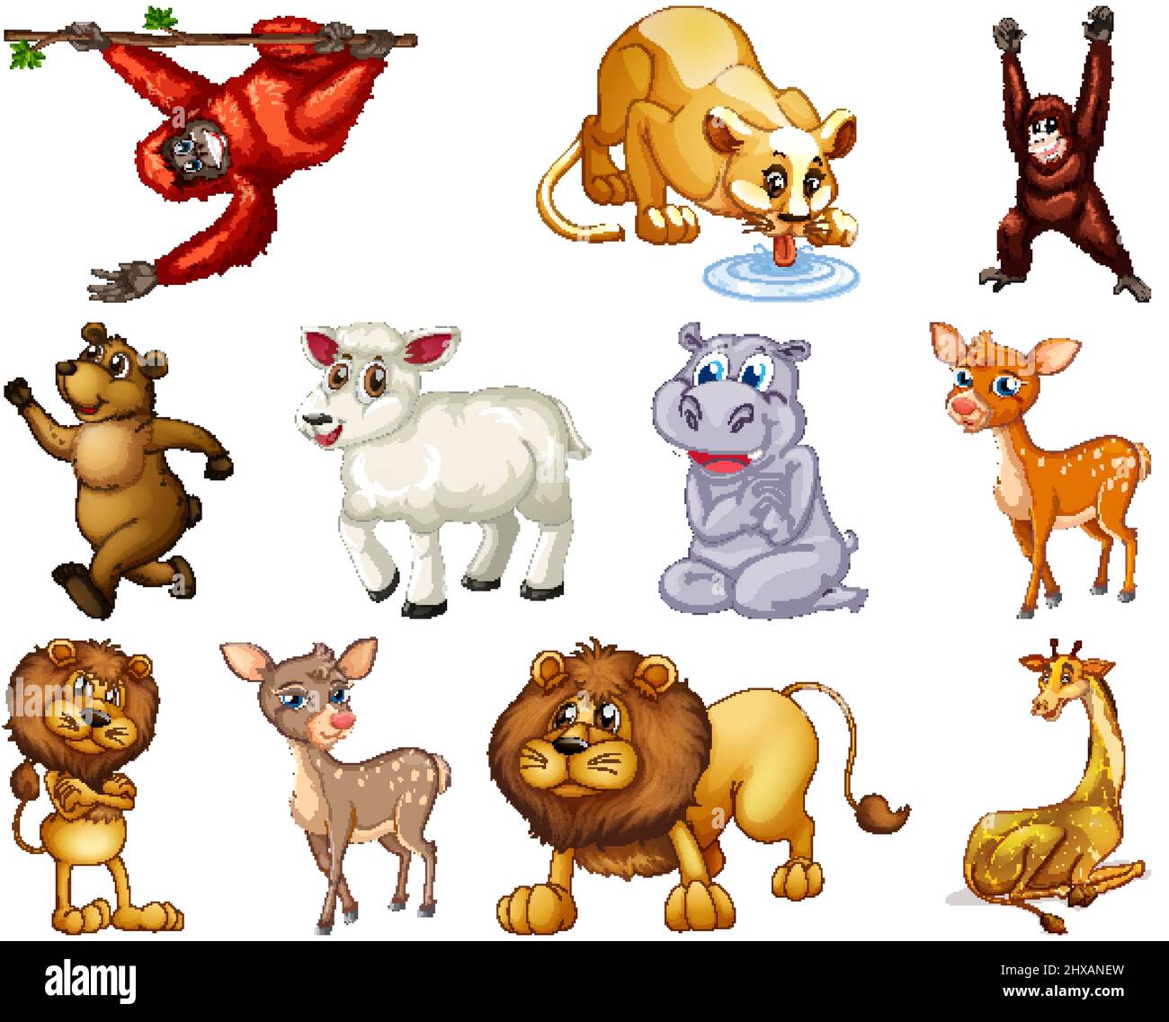 Set of animal cartoon character illustration Stock Vector Image & Art ...