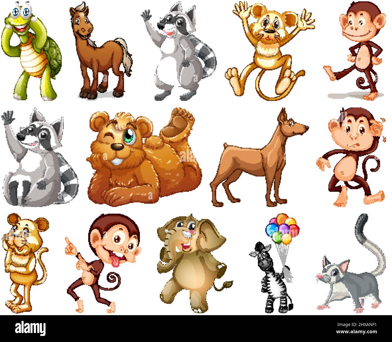 Set of animal cartoon character illustration Stock Vector Image & Art ...