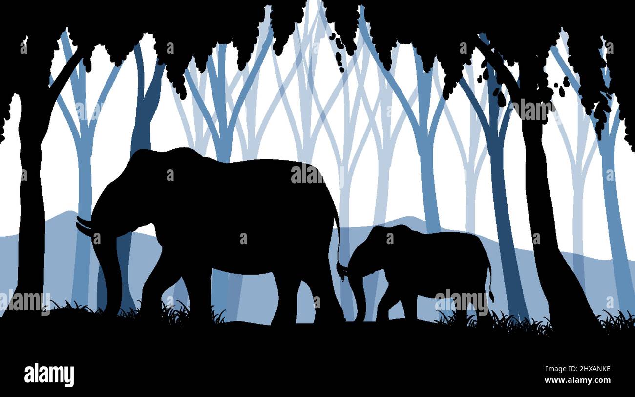 Dark forest trees animals Stock Vector Images - Alamy