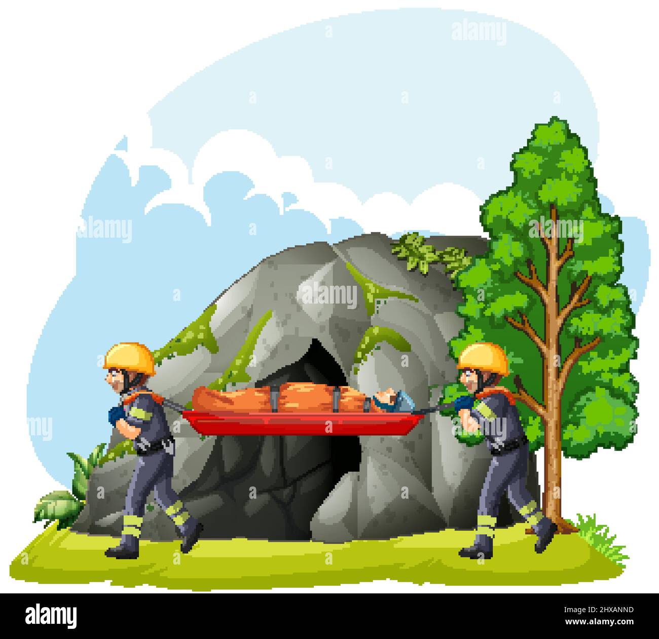 Rescue using stretcher in forest illustration Stock Vector Image & Art ...
