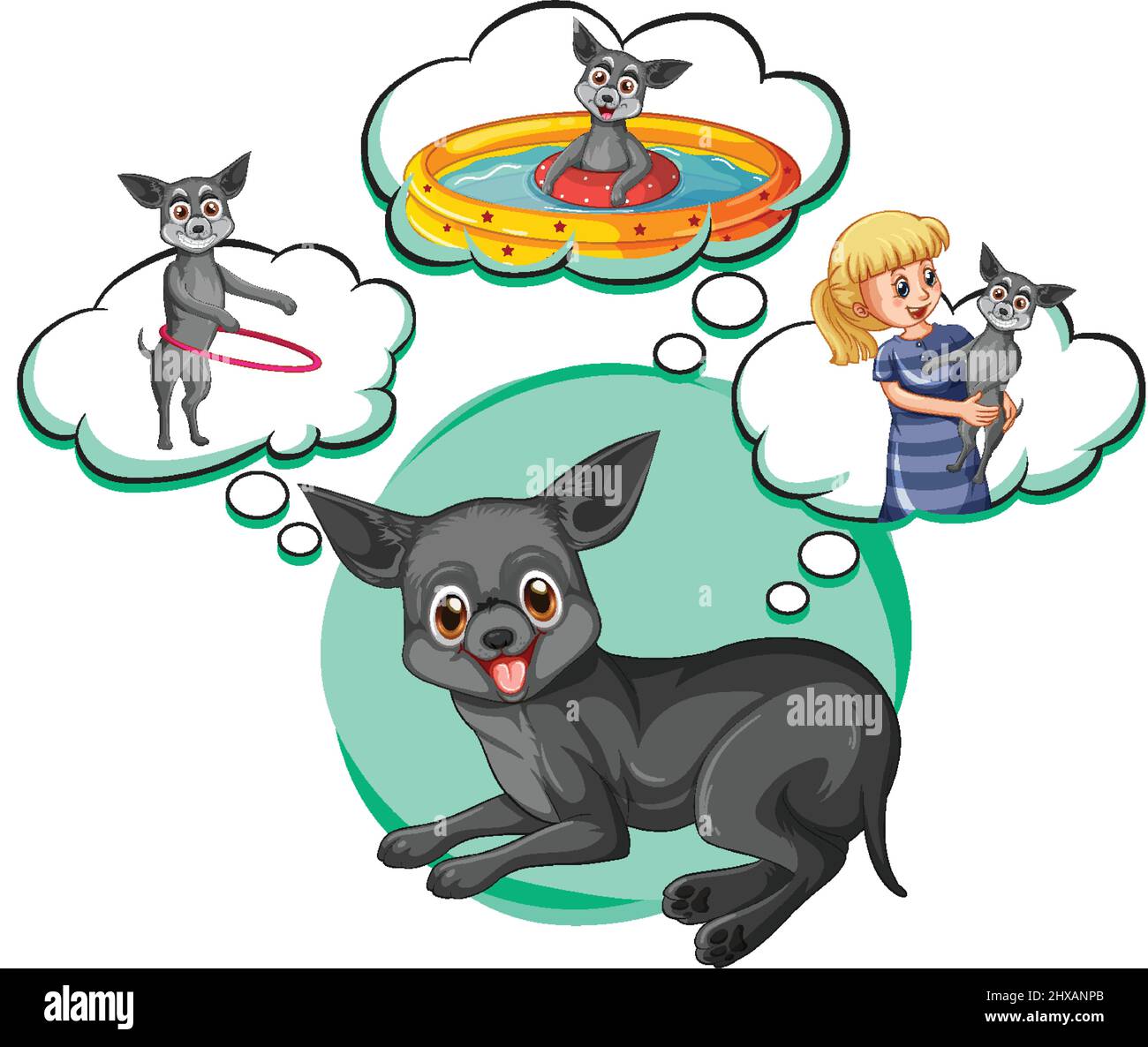 A dog thinking with many callouts illustration Stock Vector Image & Art ...