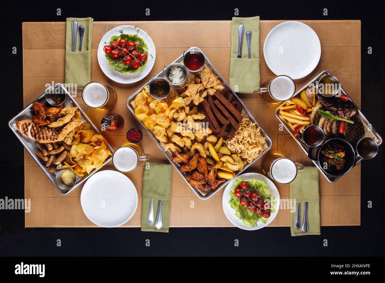 Top view on assorted snacks set Stock Photo - Alamy