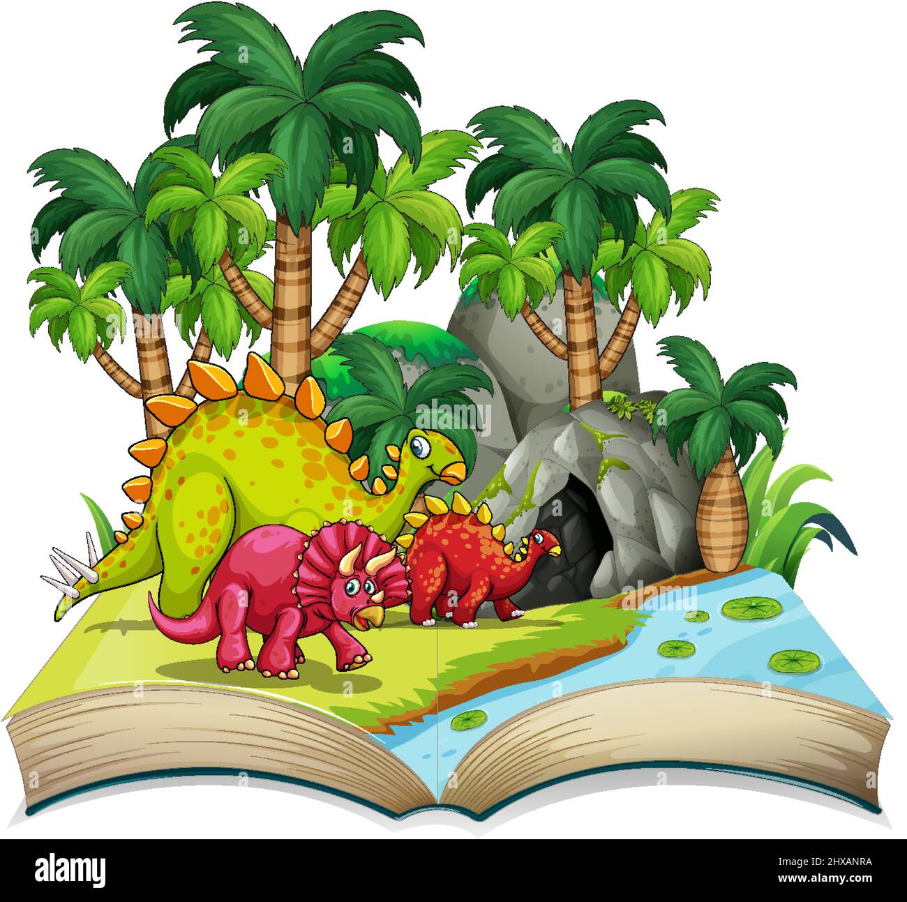Book of dinosaur in the forest illustration Stock Vector Image & Art ...