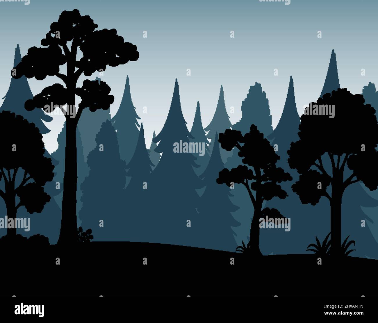 Silhouette shadow of forest scene illustration Stock Vector Image & Art ...