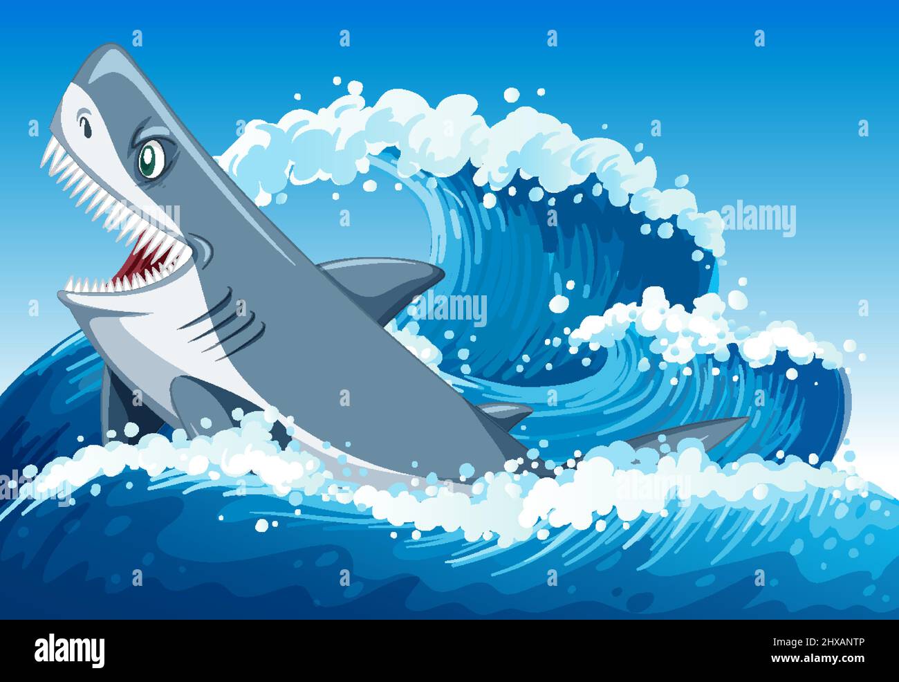 Shark attack concept with aggressive shark illustration Stock Vector ...