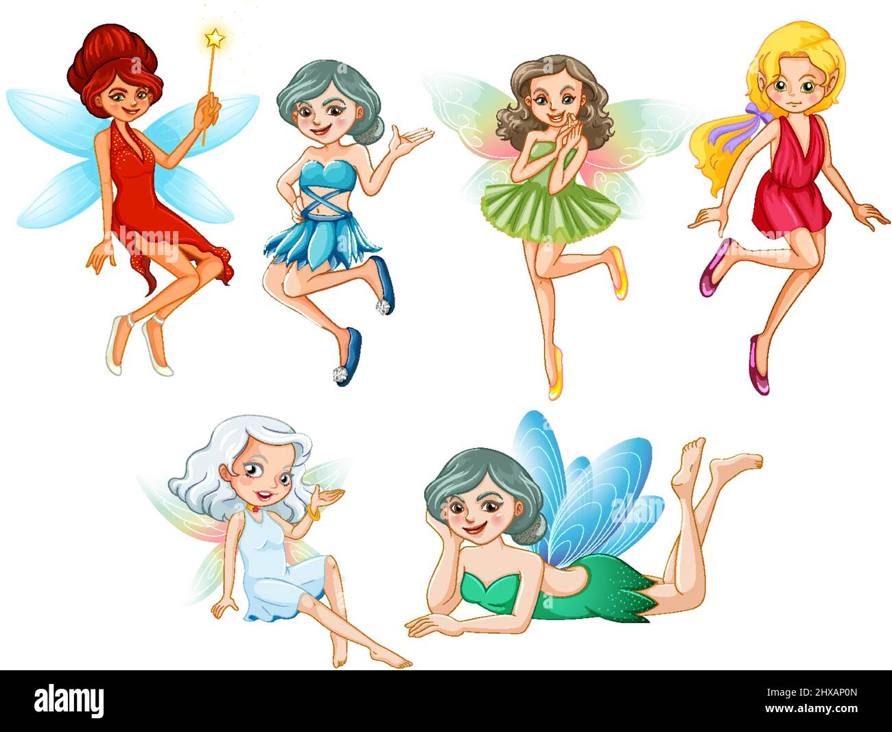 A set of lovely fairy on white background illustration Stock Vector ...