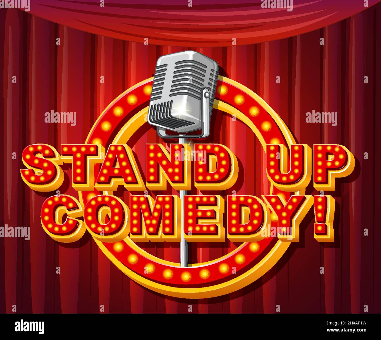 Stand up comedy logo with microphone illustration Stock Vector Image ...