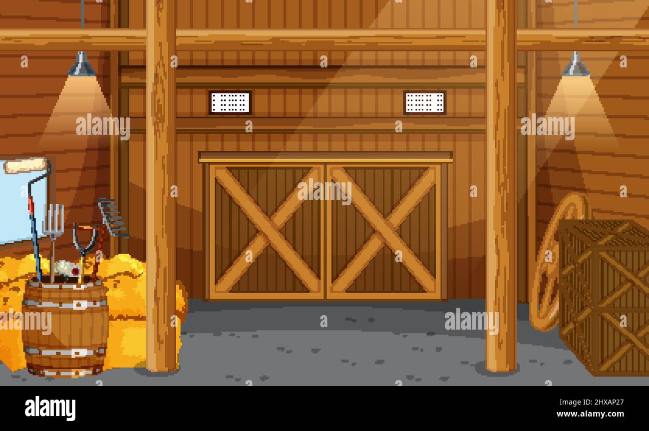 Scene inside the barn illustration Stock Vector Image & Art - Alamy