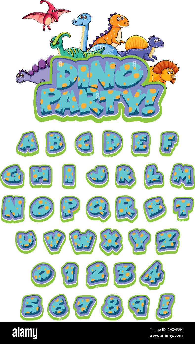 Font design for english alphabets in dinosaur character illustration ...