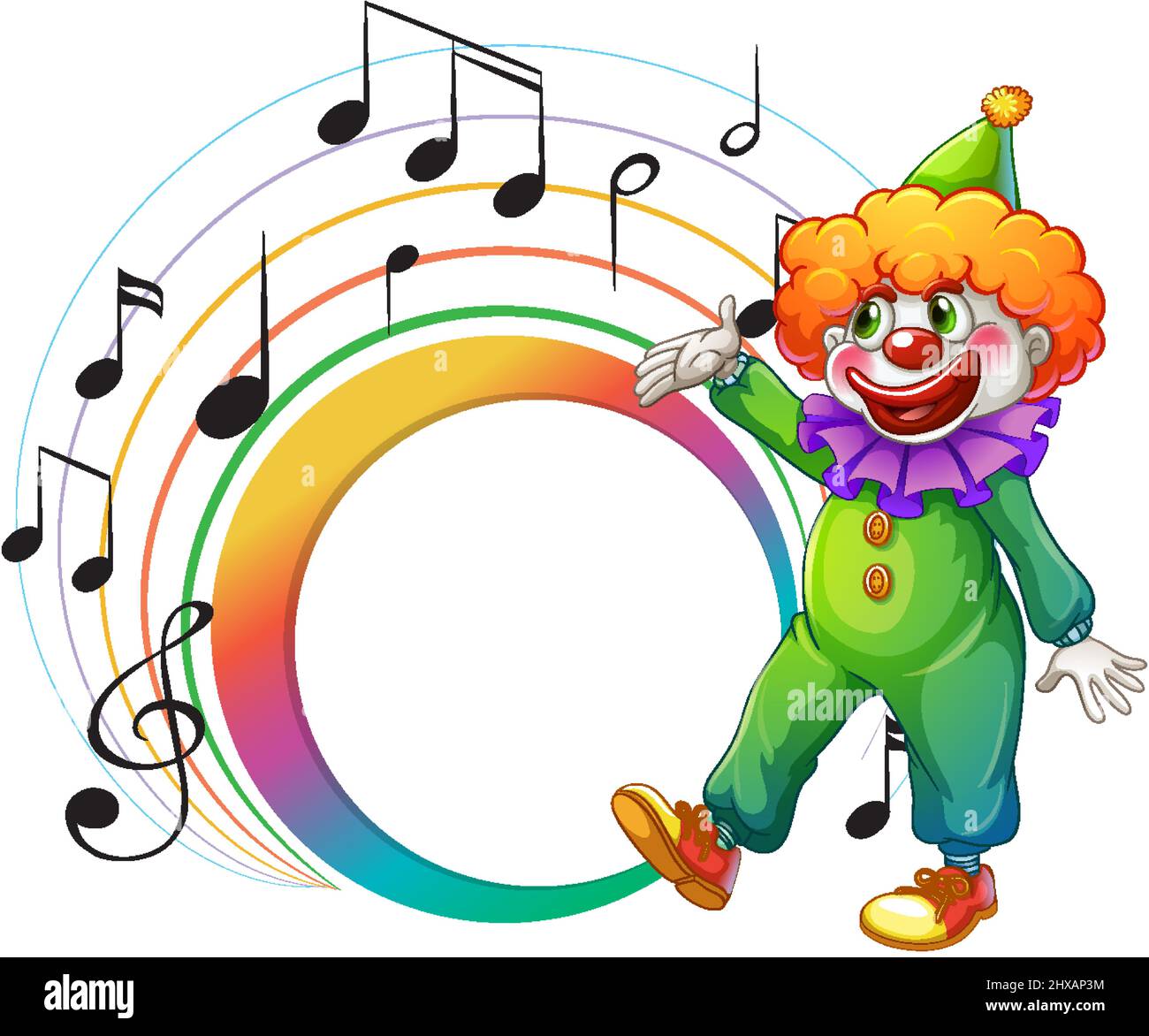 Cute clown with blank music note template illustration Stock Vector ...