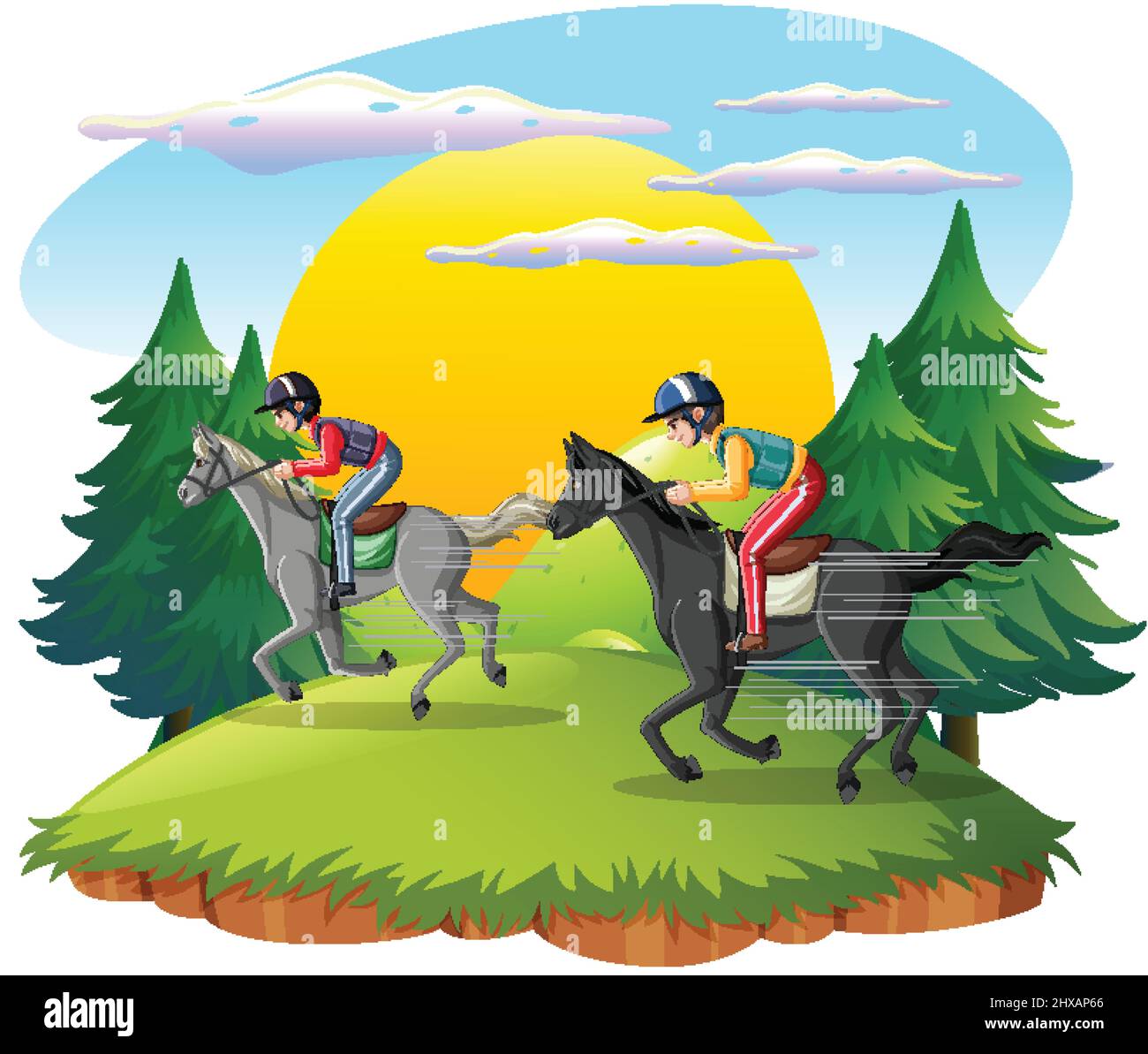 A Man riding on a horse on natural background illustration Stock Vector ...