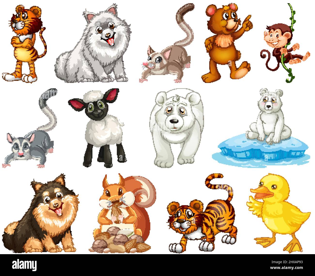 Set of animal cartoon character illustration Stock Vector Image & Art ...