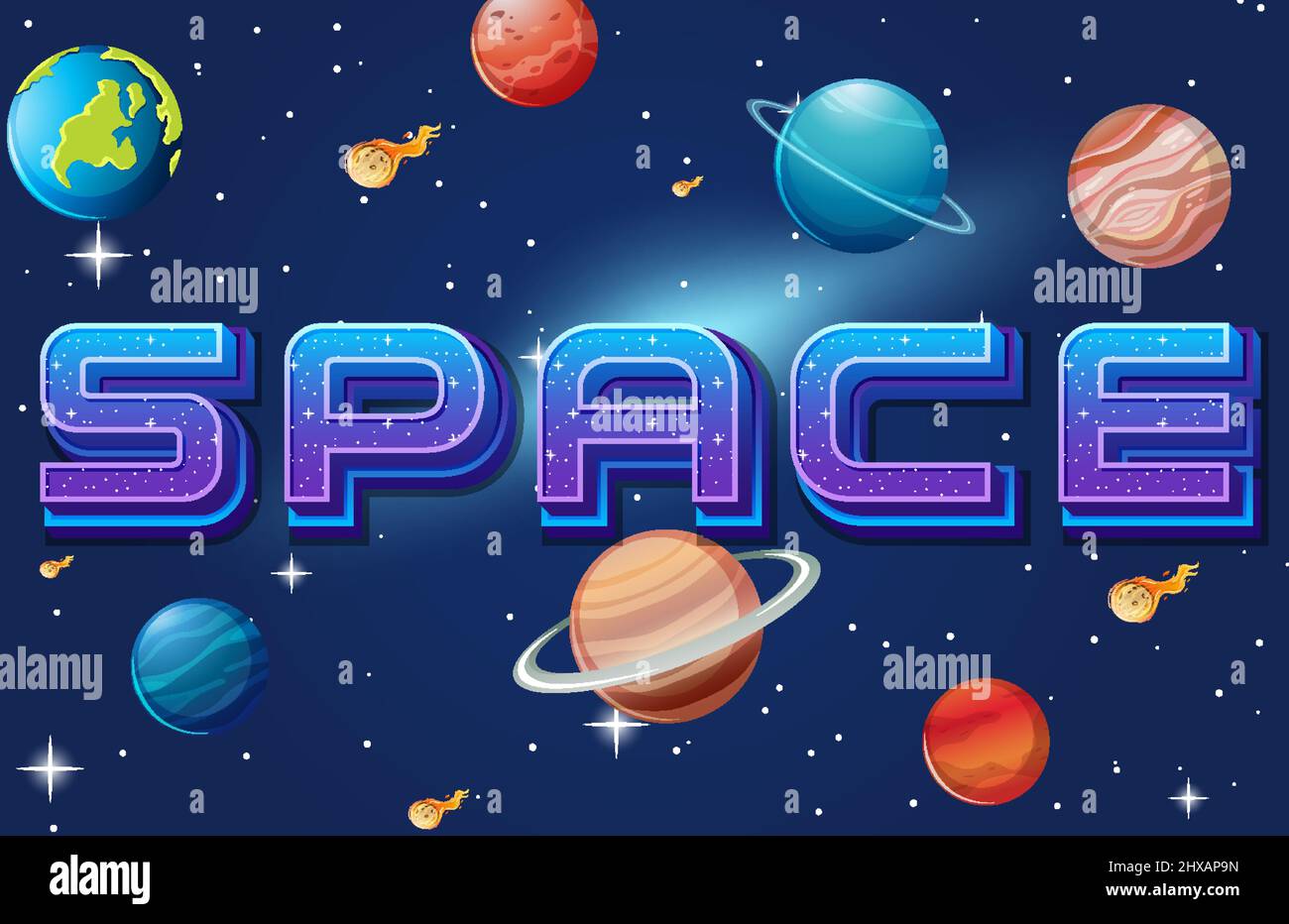 Space logo with planet on space background illustration Stock Vector ...