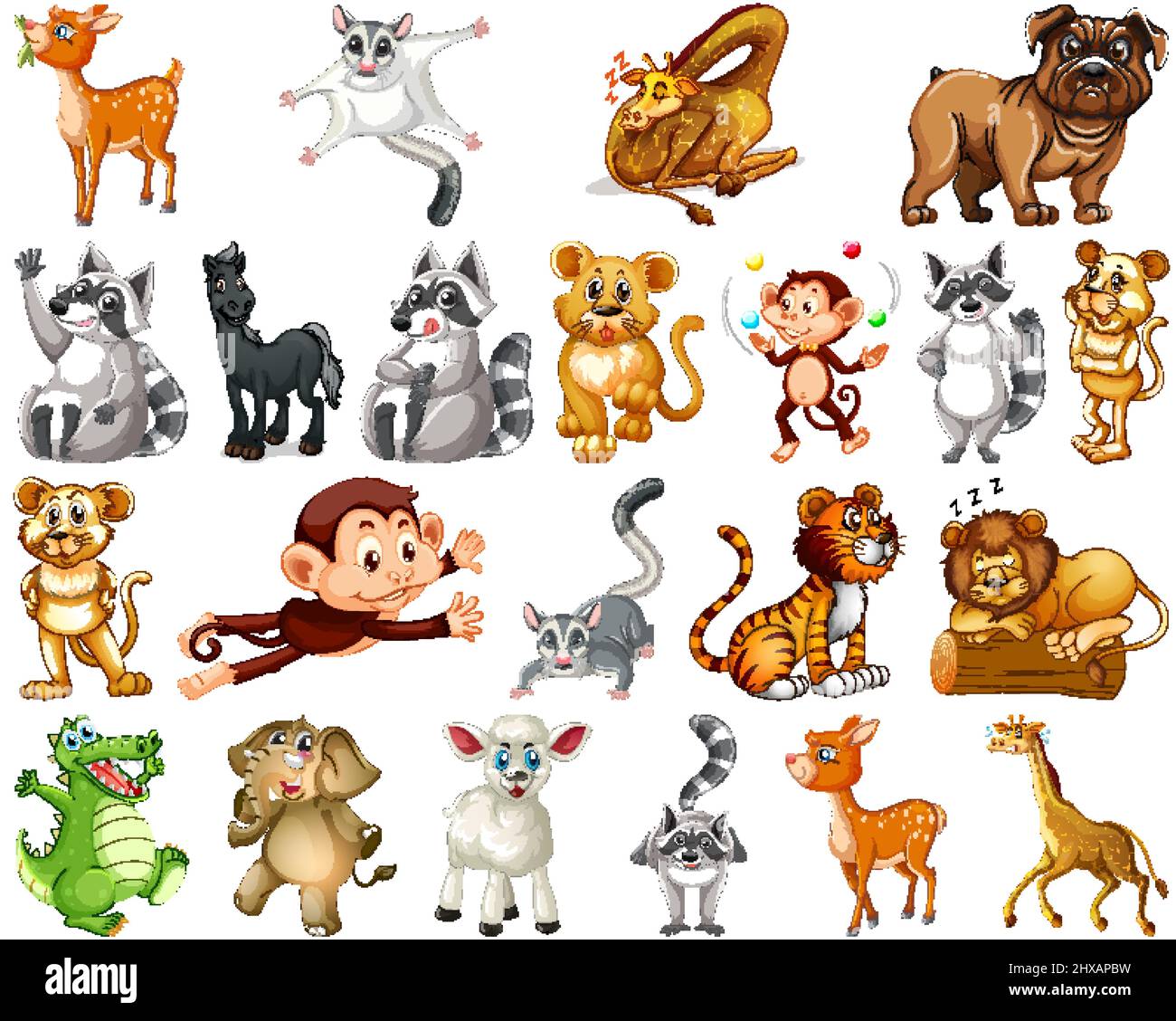 Set of animal cartoon character illustration Stock Vector Image & Art ...