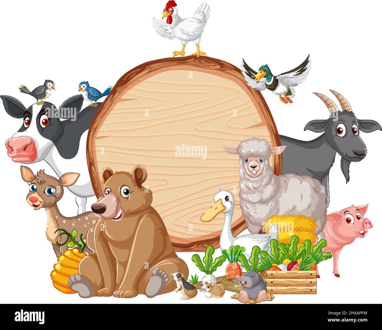 Animal with wooden sign banner illustration Stock Vector Image & Art ...