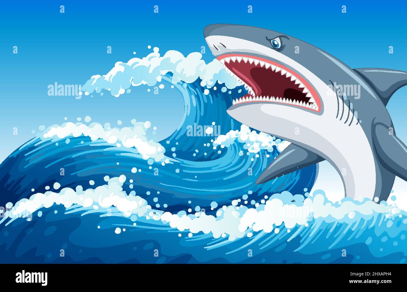 Shark attack concept with aggressive shark illustration Stock Vector ...