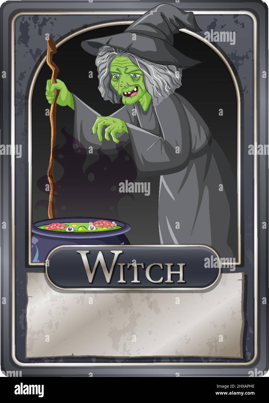 Old witch character game card template illustration Stock Vector Image ...