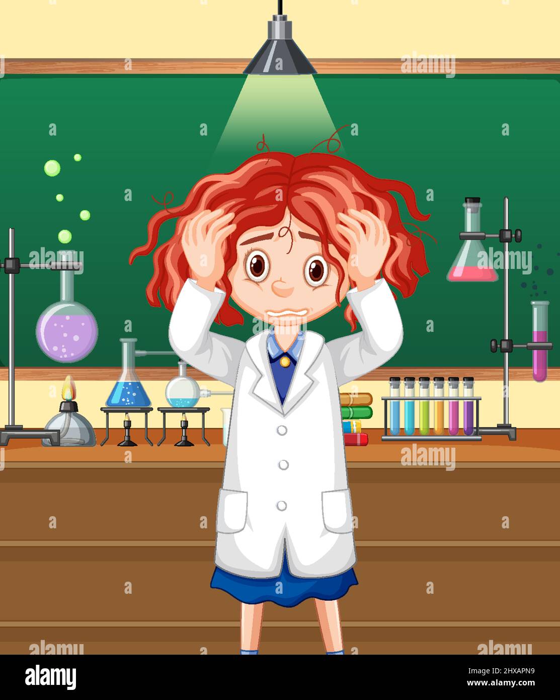 Laboratory scene with scientist cartoon character illustration Stock ...