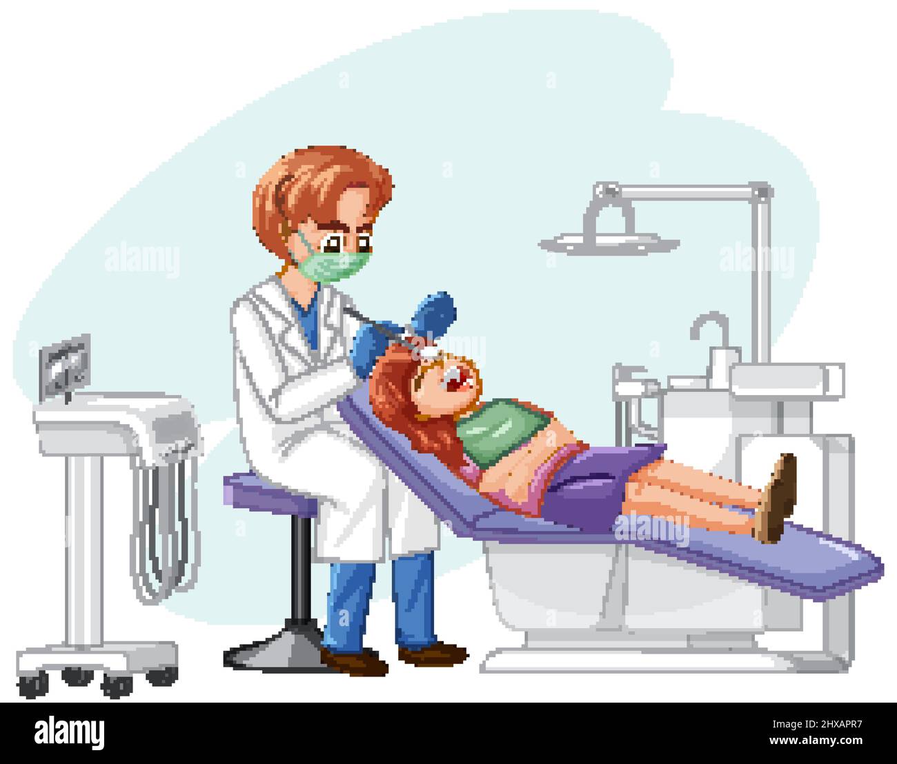 Dentist examining patient teeth illustration Stock Vector Image & Art ...