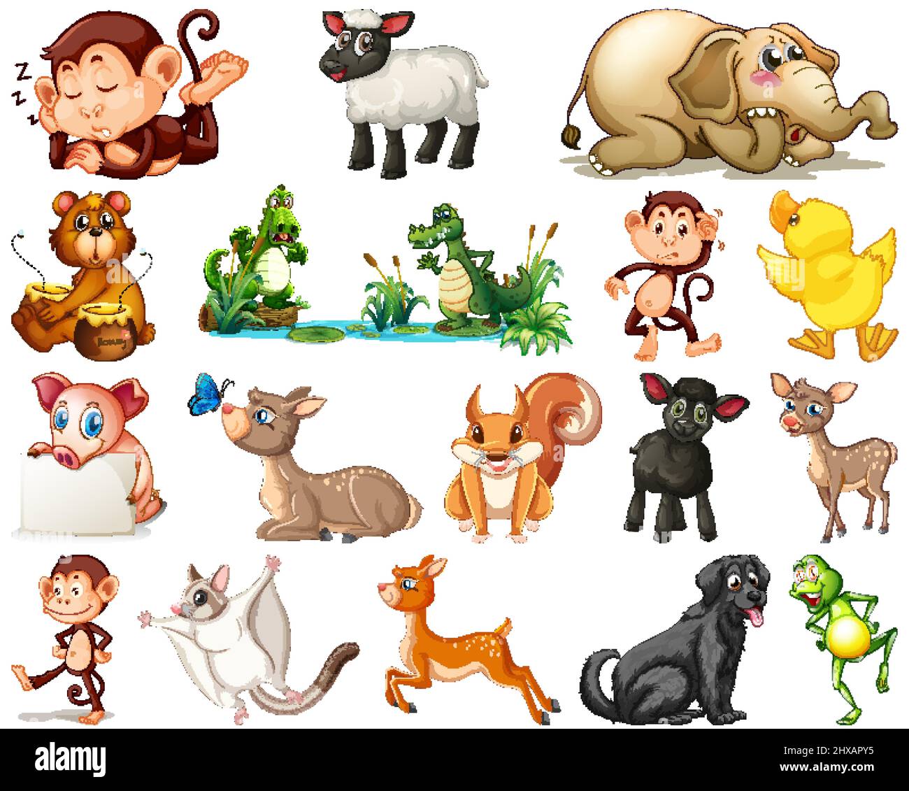 Set of animal cartoon character illustration Stock Vector Image & Art ...