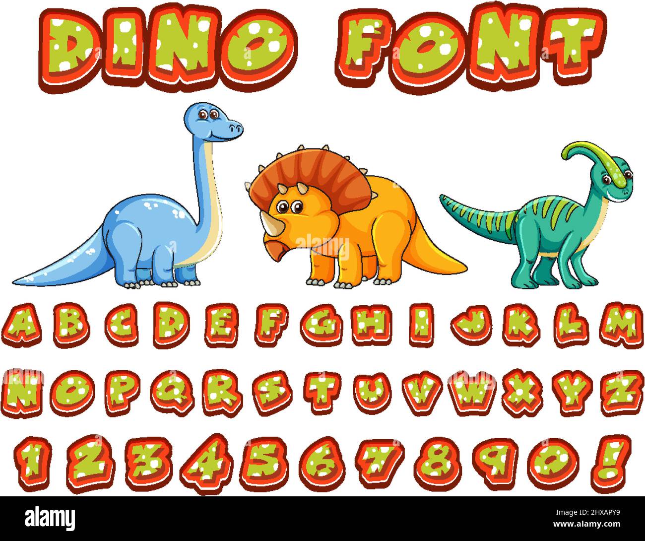 Font design for english alphabets in dinosaur character illustration ...
