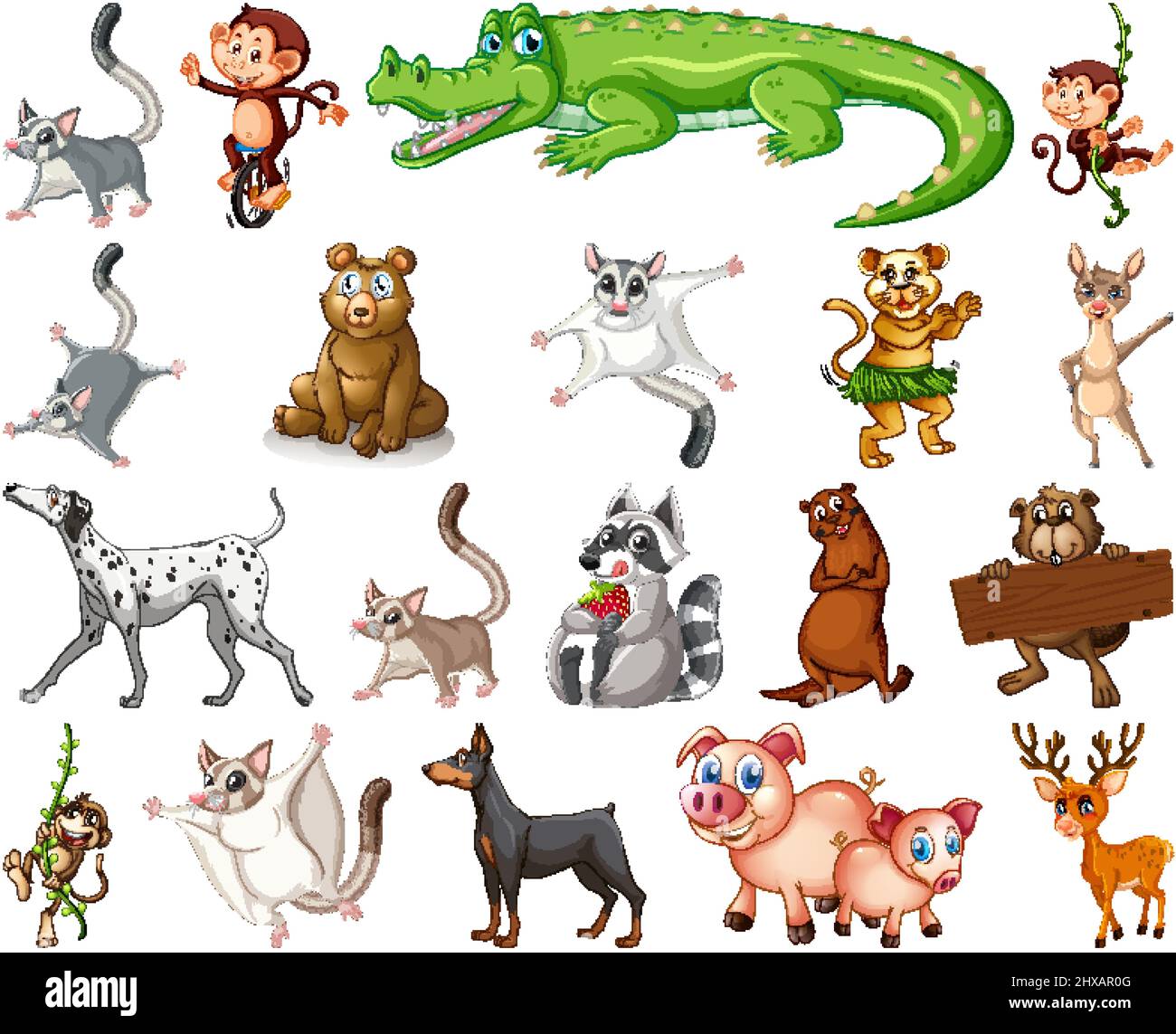 Set of animal cartoon character illustration Stock Vector Image & Art ...