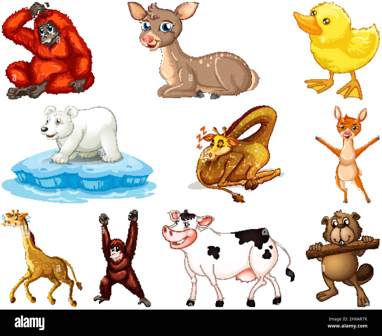 Set of animal cartoon character illustration Stock Vector Image & Art ...