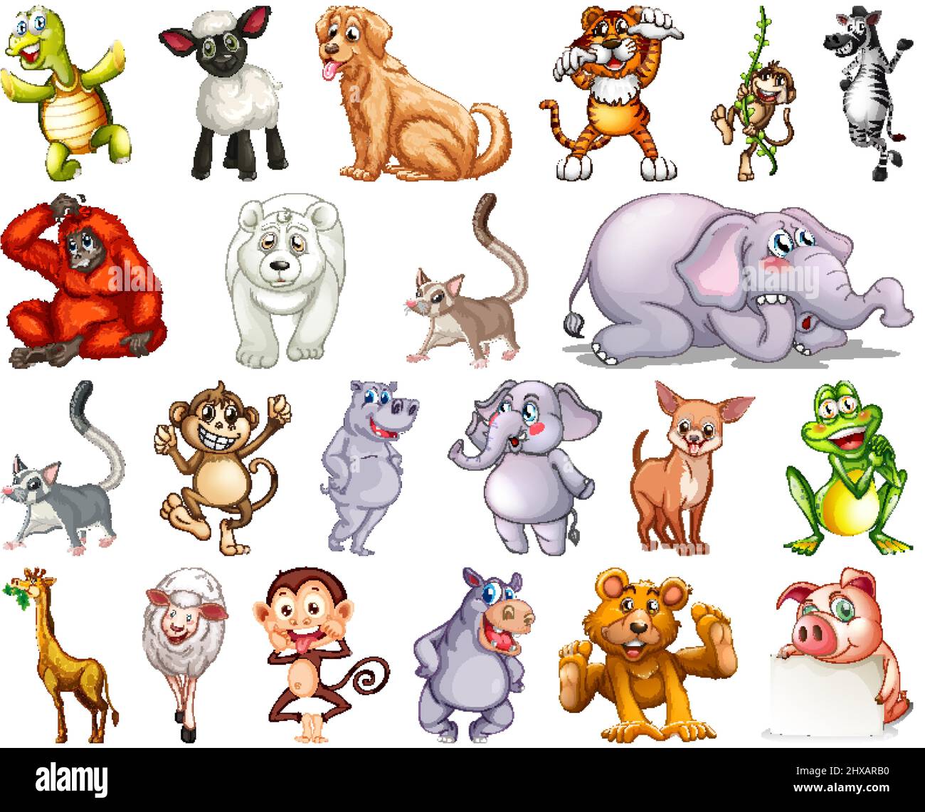 Set of animal cartoon character illustration Stock Vector Image & Art ...