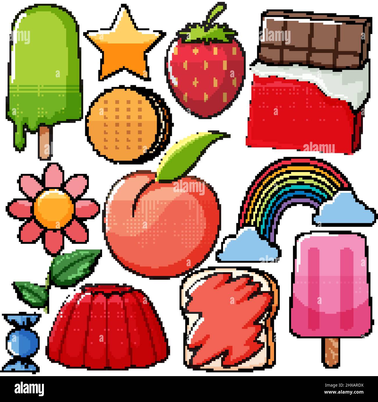 Set of vintage style cartoon on white background illustration Stock ...