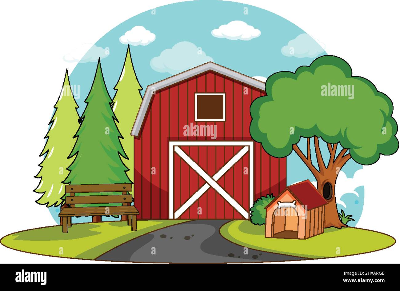 A simple barn in nature background illustration Stock Vector Image ...