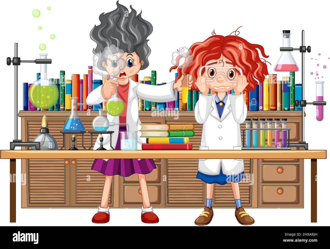 Laboratory scene with scientist cartoon character illustration Stock ... Laboratory scene with scientist cartoon character illustration Stock ...
