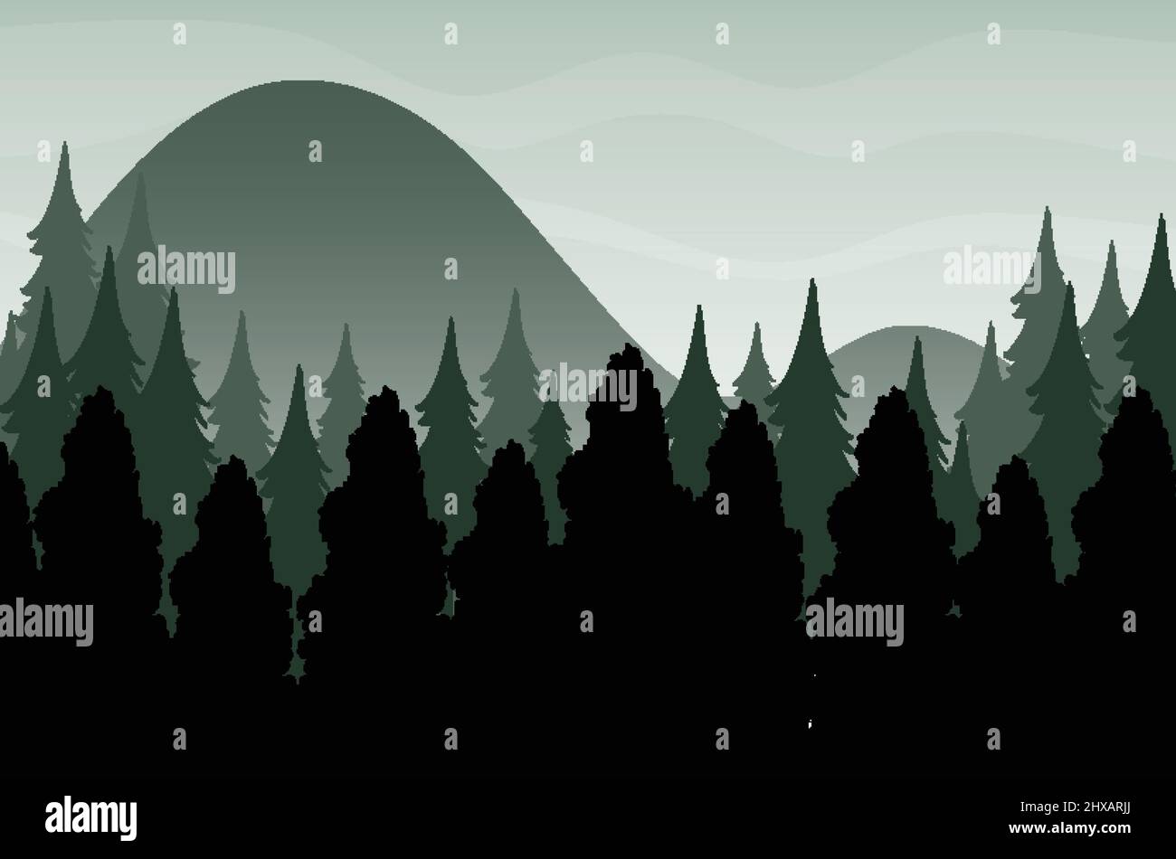 Silhouette shadow of forest scene illustration Stock Vector Image & Art ...