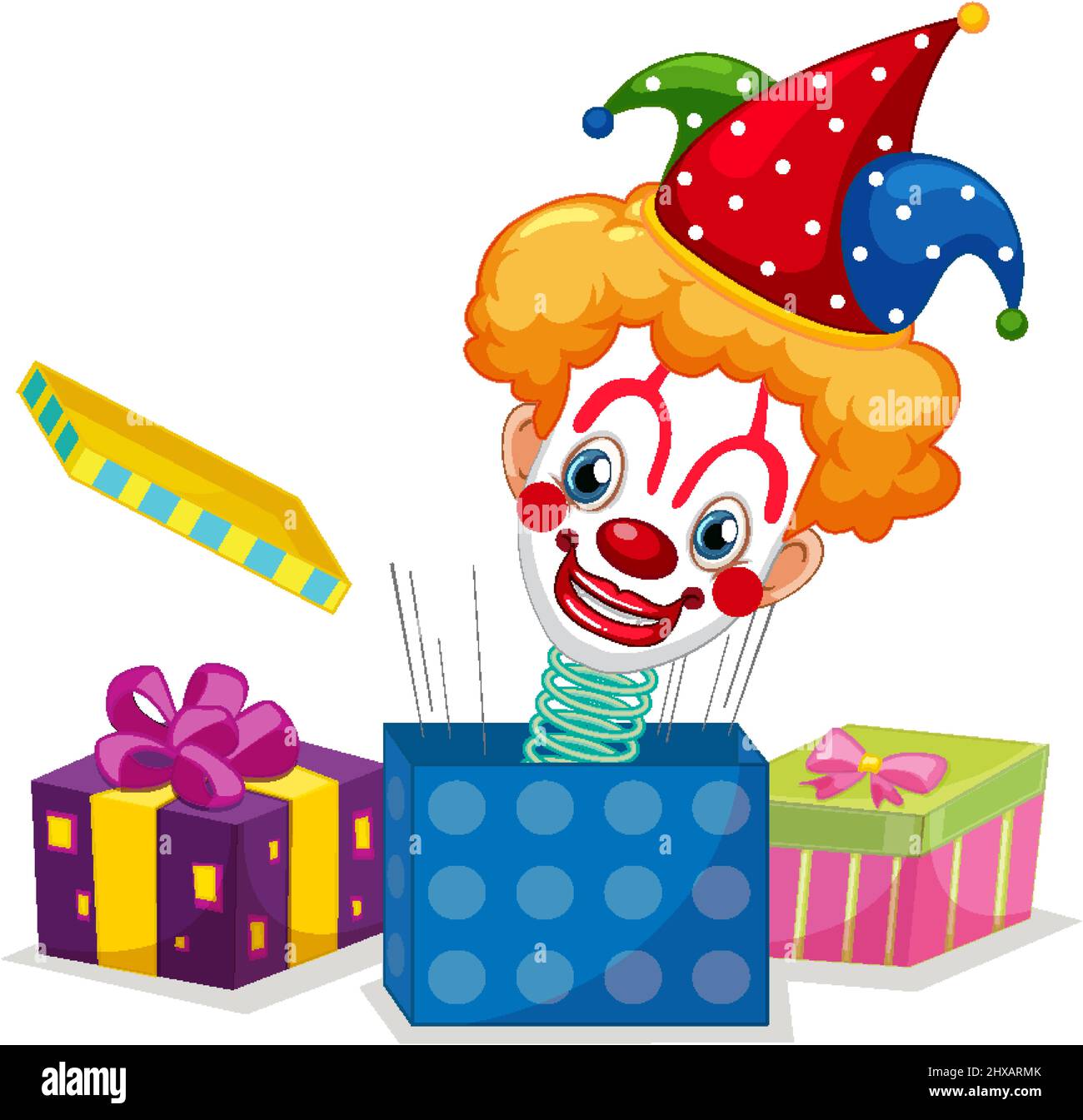 Clown jack in the box toy illustration Stock Vector Image & Art - Alamy