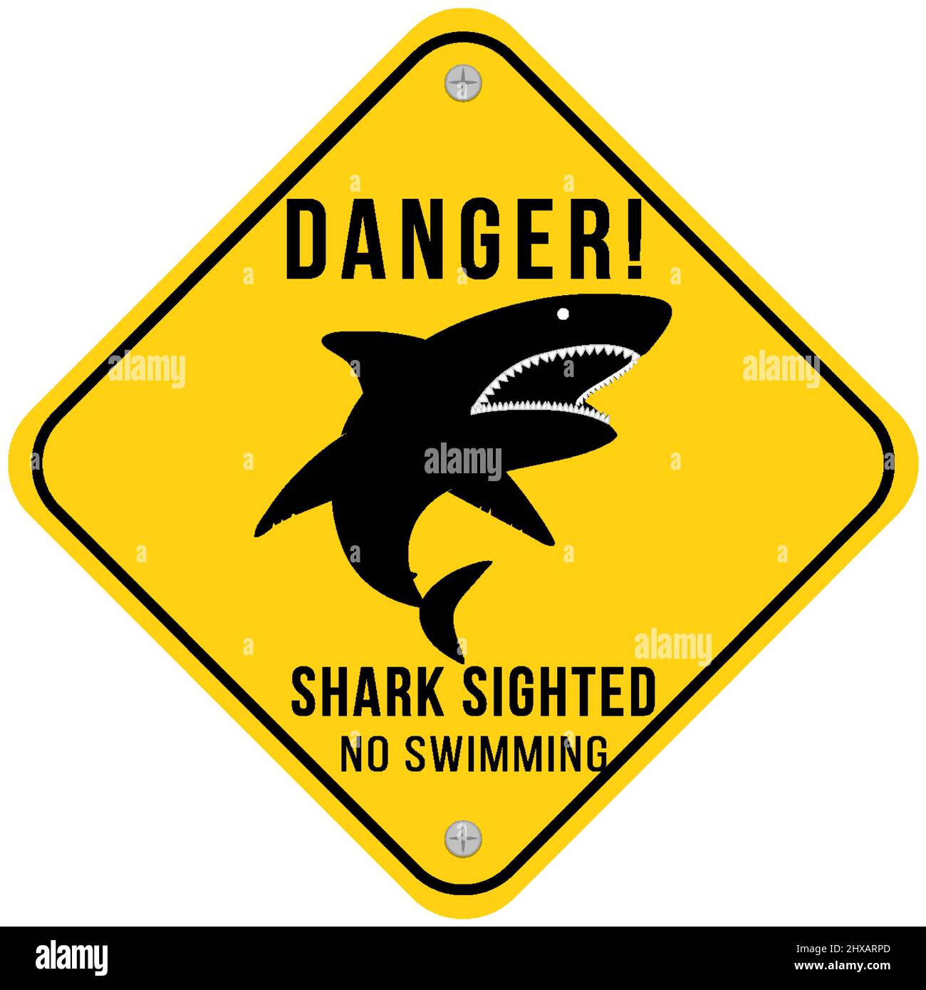 Warning signboard concept with shark sighted no swimming illustration ...