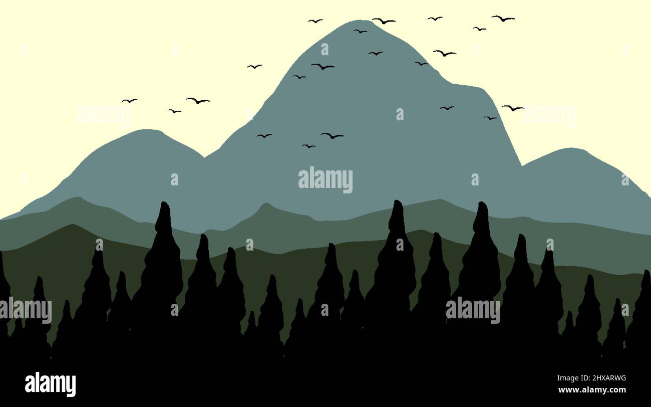 Silhouette shadow of forest scene illustration Stock Vector Image & Art ...