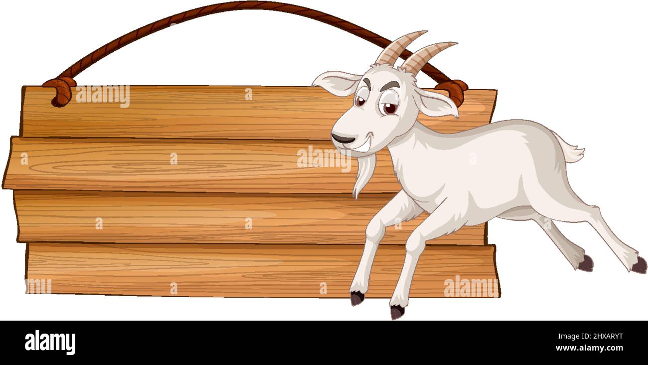 Isolated wooden banner with goat illustration Stock Vector Image & Art ...