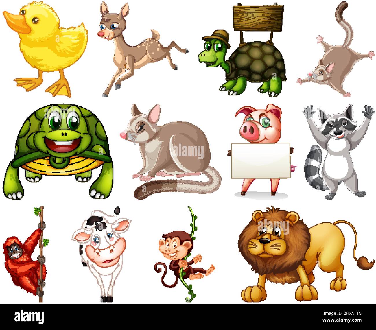 Set of animal cartoon character illustration Stock Vector Image & Art ...