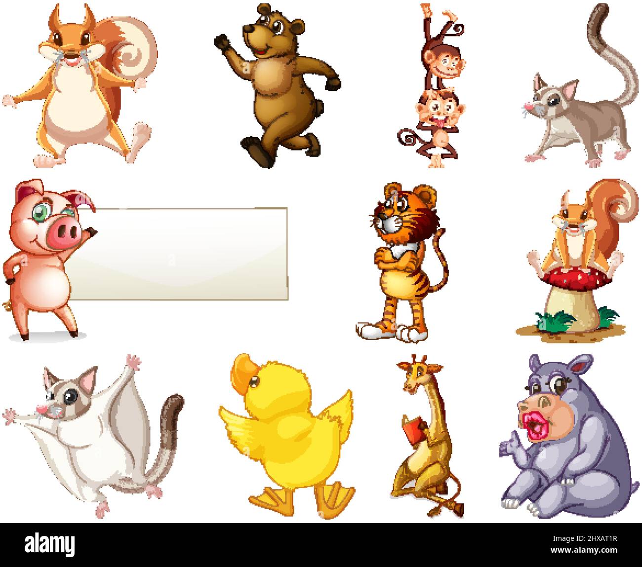 Set of animal cartoon character illustration Stock Vector Image & Art ...