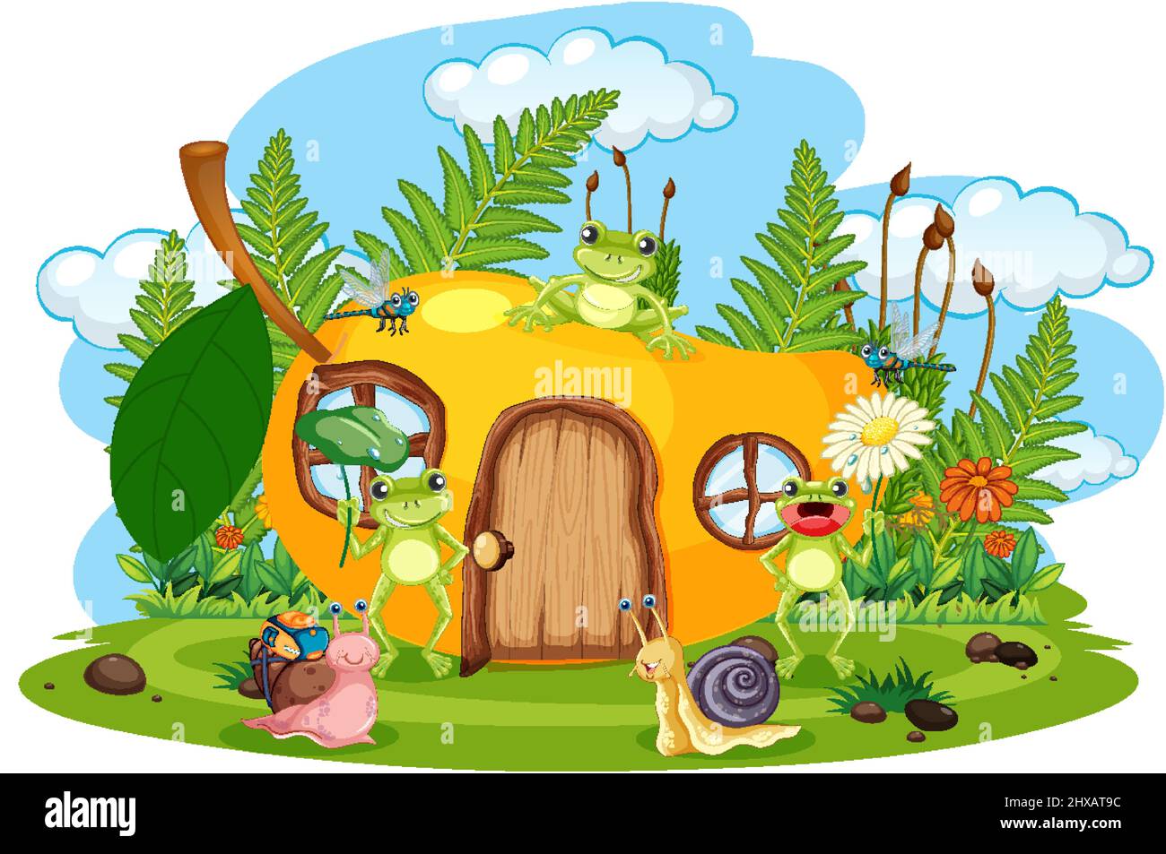Happy insect in nature fairy tale scene illustration Stock Vector Image ...