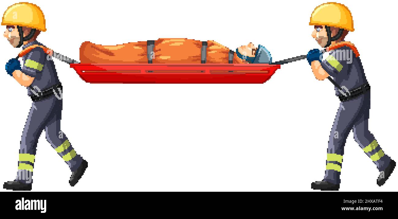 Rescue using stretcher on white background illustration Stock Vector ...