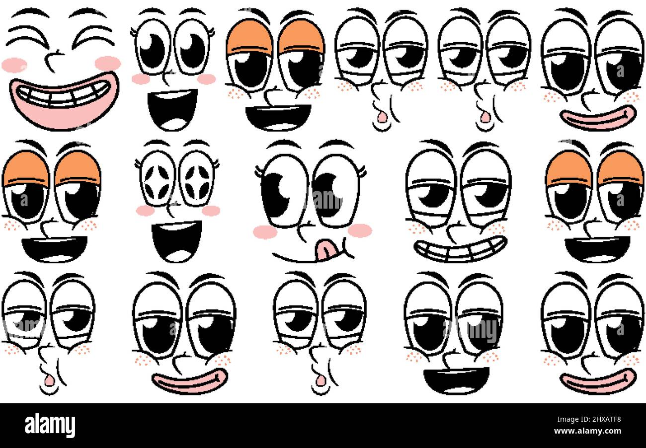 Set of facial expression on white background illustration Stock Vector ...