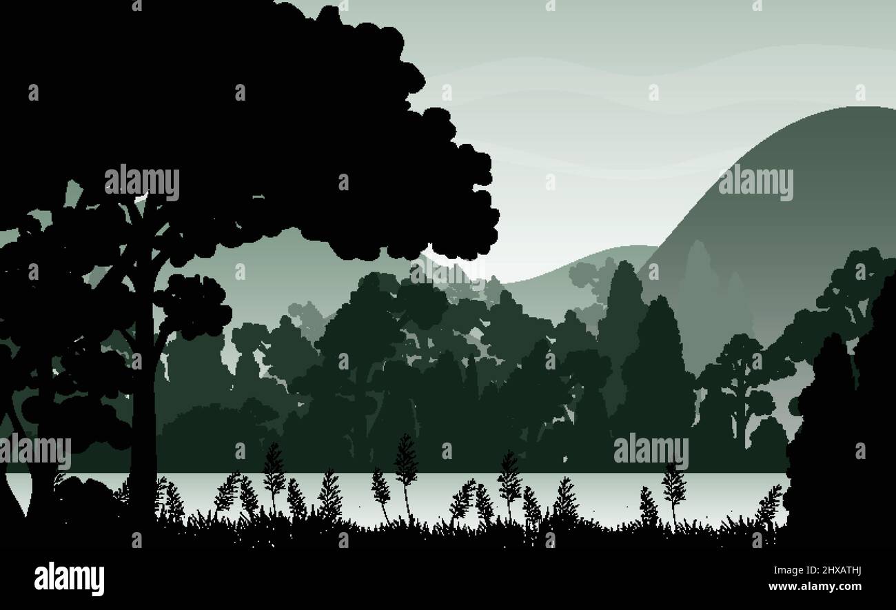 Silhouette shadow of forest scene illustration Stock Vector Image & Art ...
