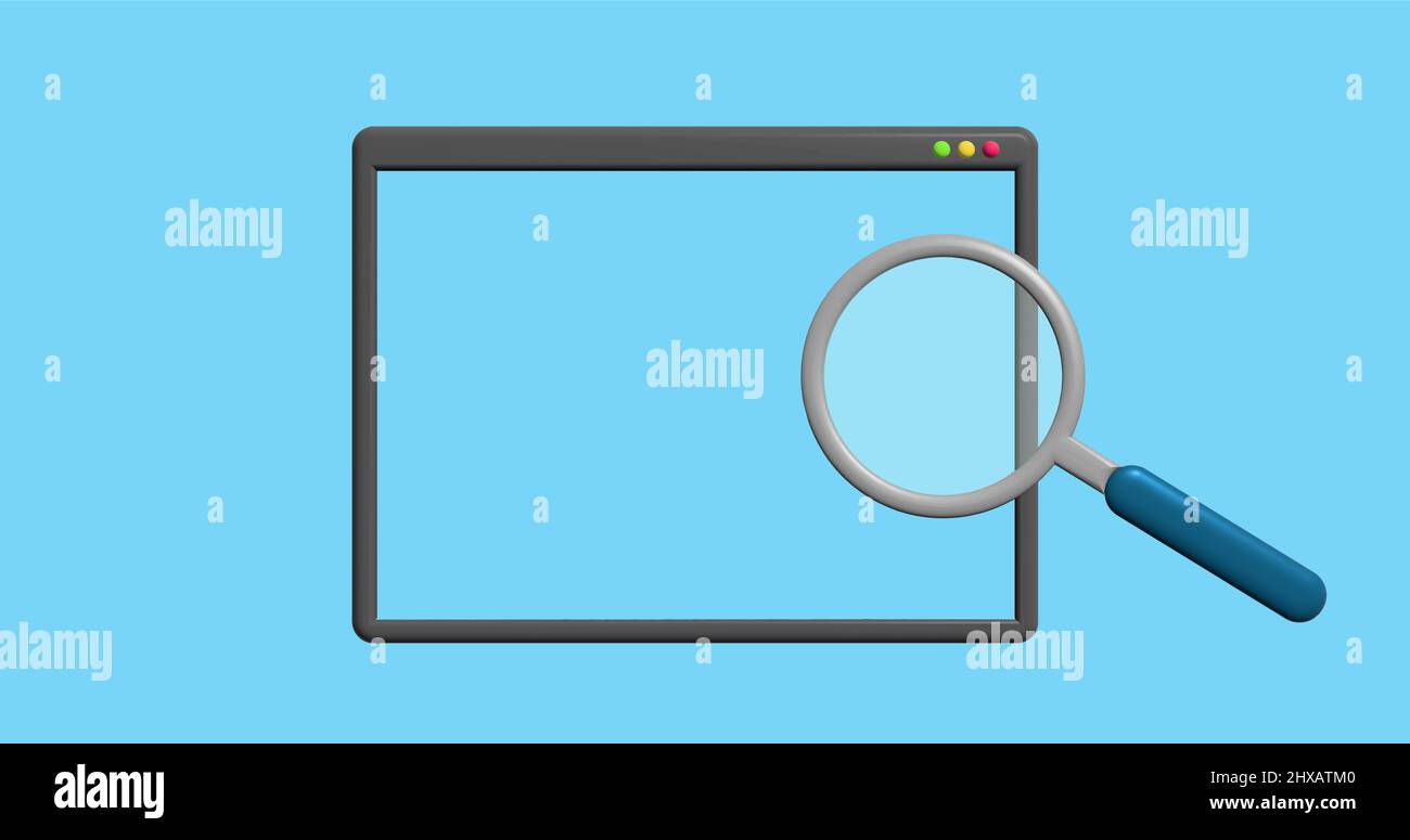 Vector 3D concept of internet research. Browser search window with ...