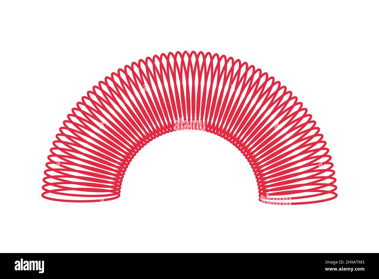 Red spiral spring toy. Children magic slinky spring. Color plastic kid ...